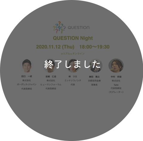 QUESTION Night vol.1「ソーシャルビジネスを通じて描かれる世界観」 | QUESTION